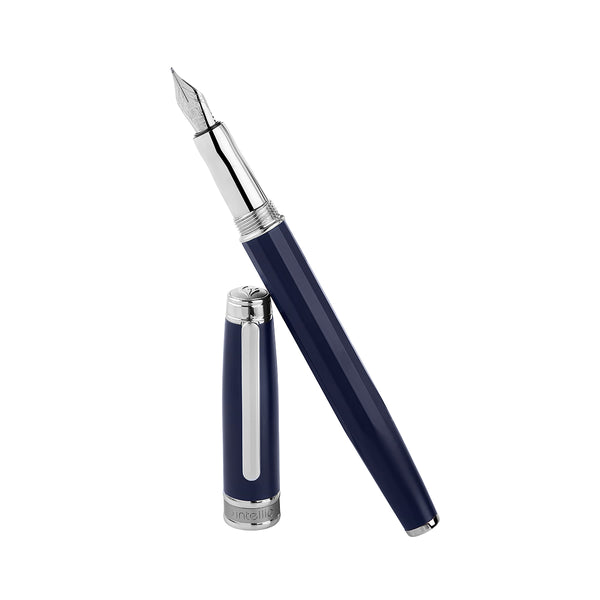 Intellio | Mystique | Blue | Chrome | Fountain Pen – Writing Wonders